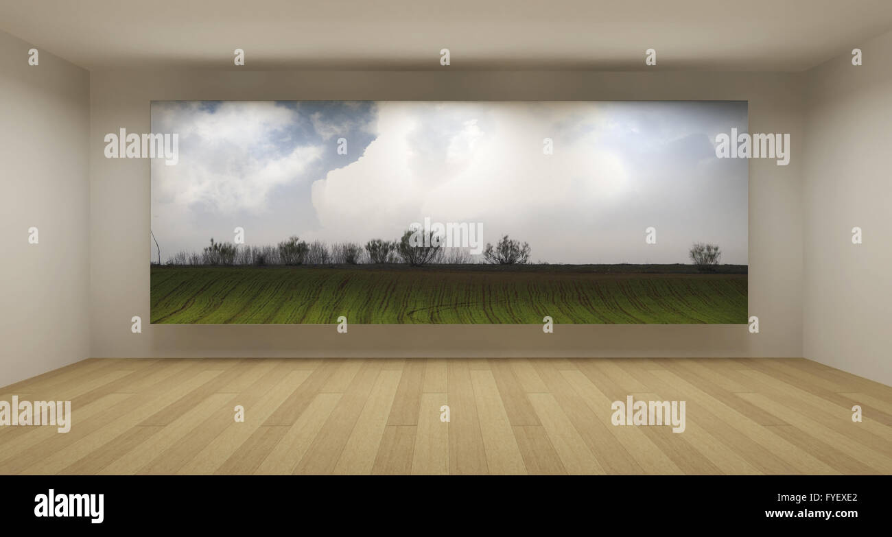 Empty room with nature picture, 3d art concept, clean space Stock Photo ...