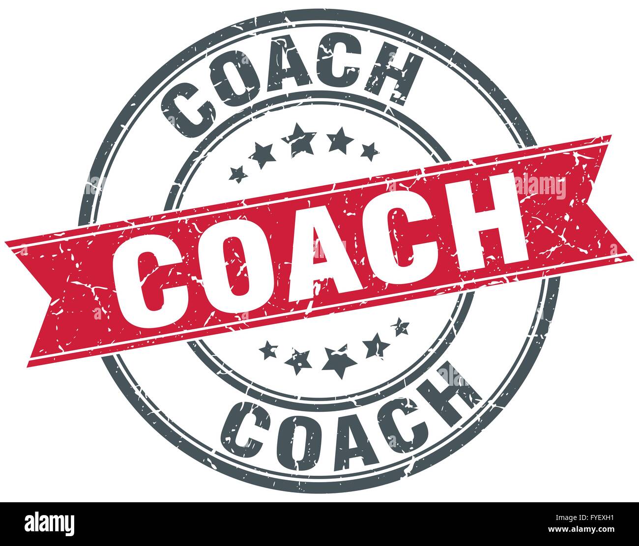 coach red round grunge vintage ribbon stamp Stock Vector Image & Art ...