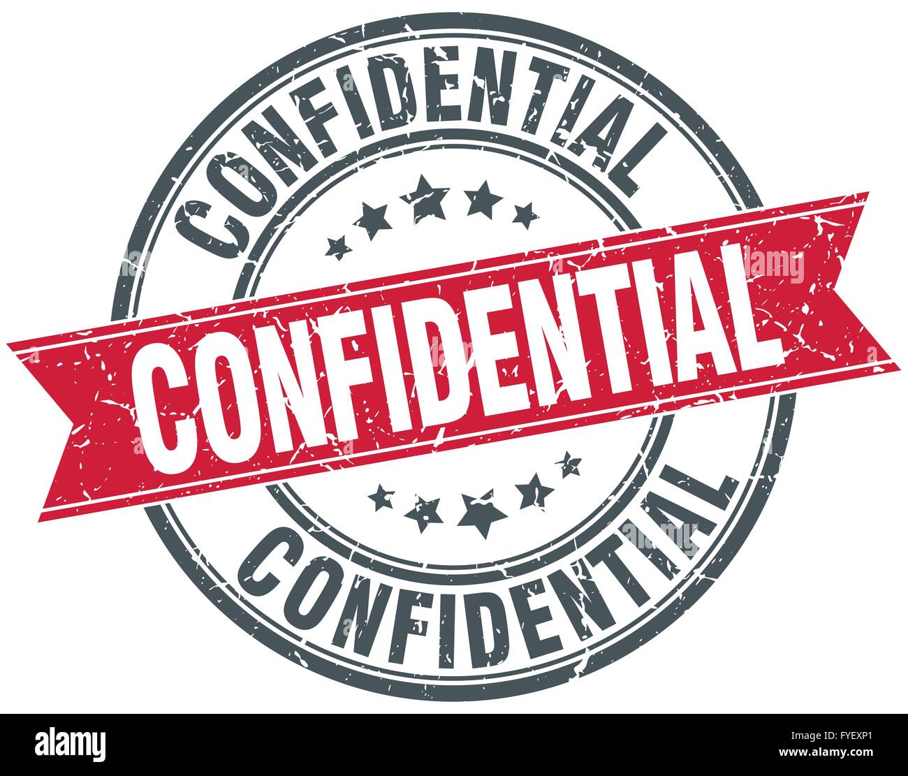 confidential red round grunge vintage ribbon stamp Stock Vector Image ...