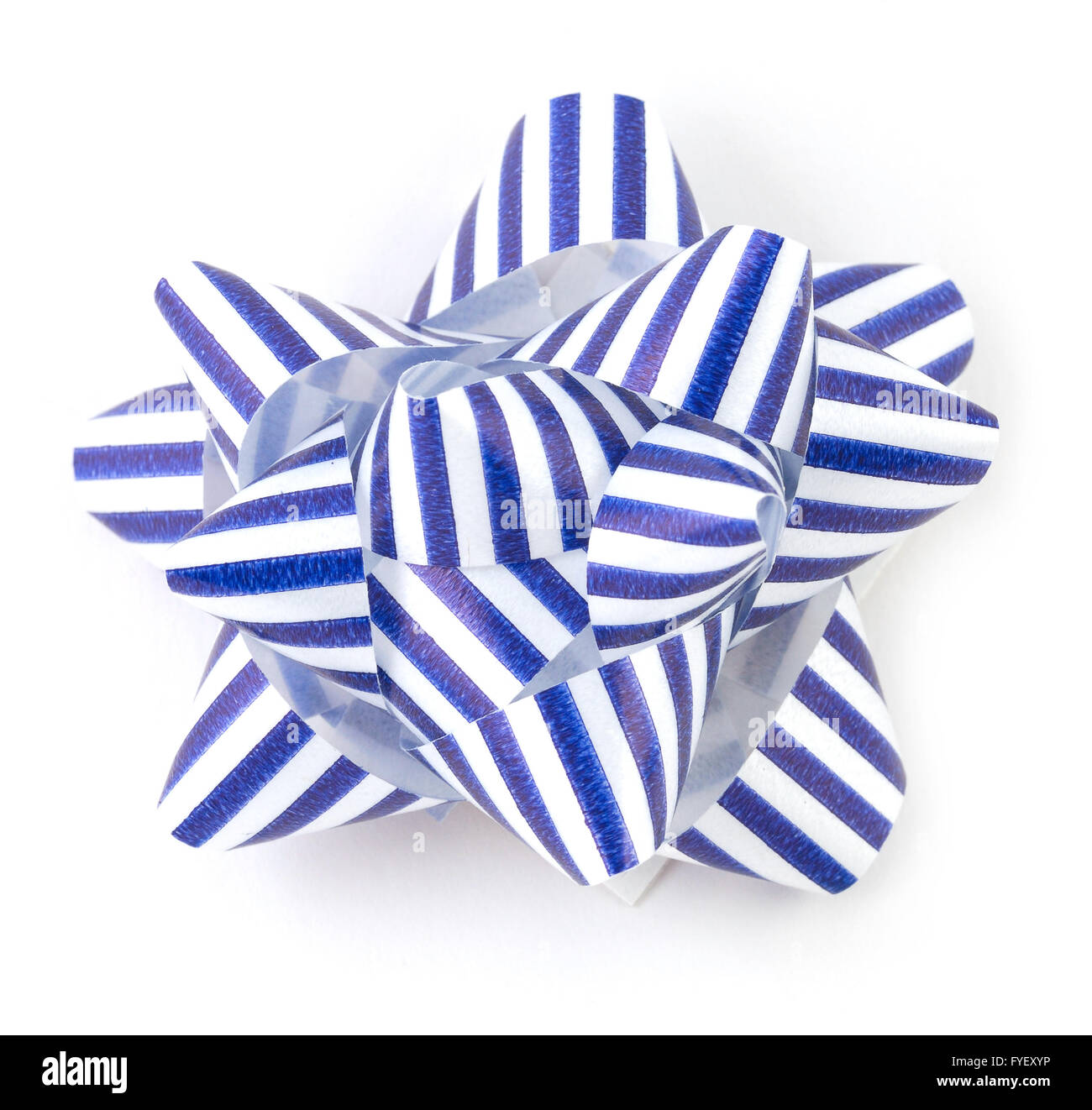 Blue striped bow isolated on white background Stock Photo - Alamy