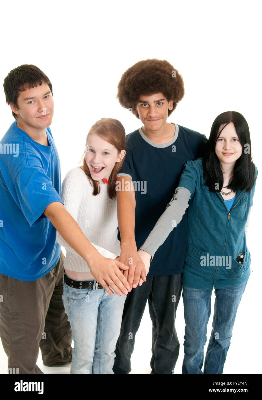 Ethnic teen teamwork Stock Photo - Alamy