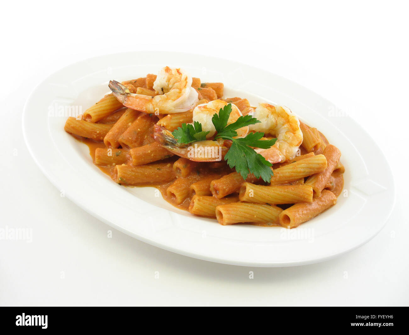 Rigatoni with shrimp Stock Photo - Alamy