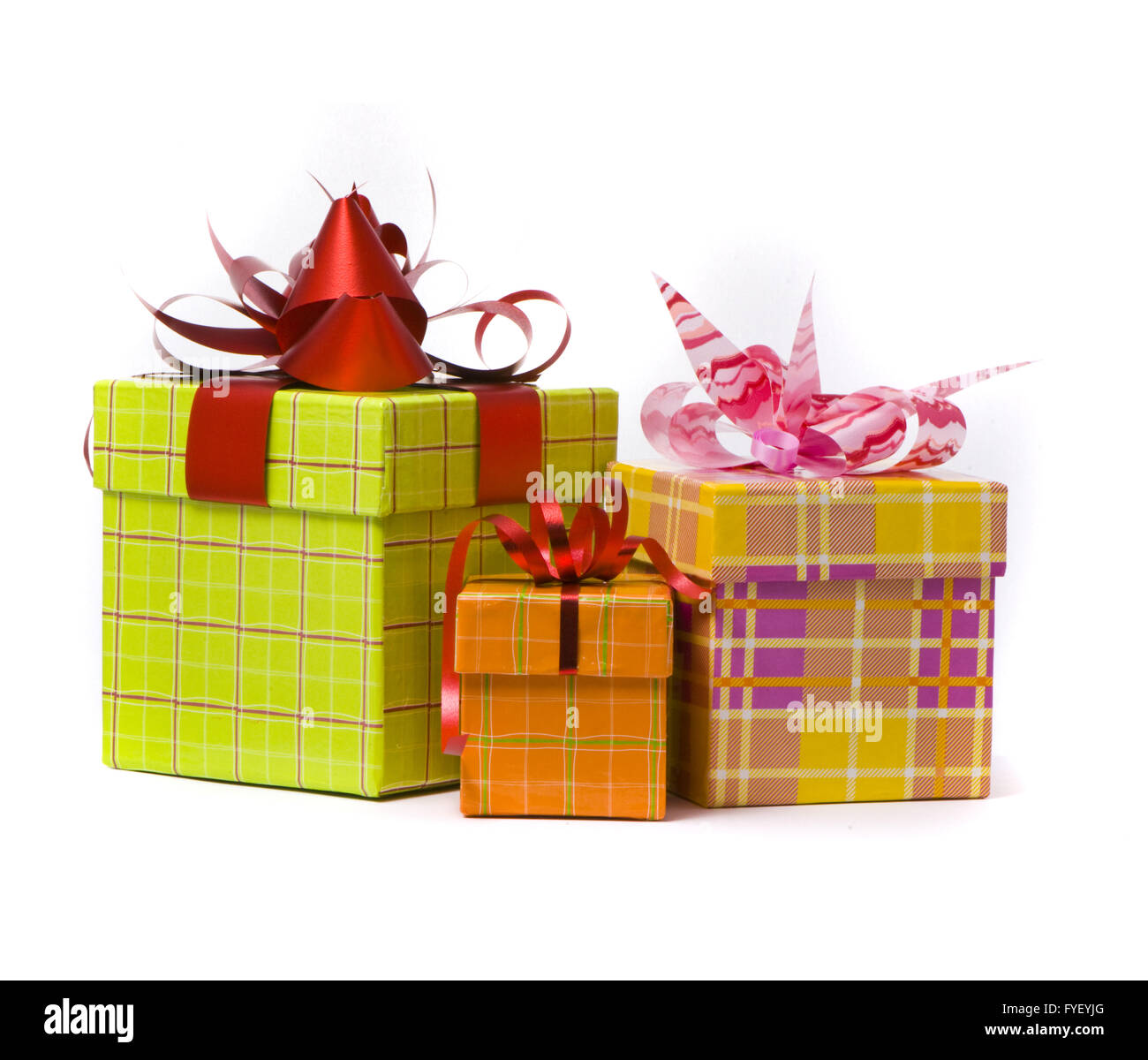 Three gift box studio shot Stock Photo - Alamy