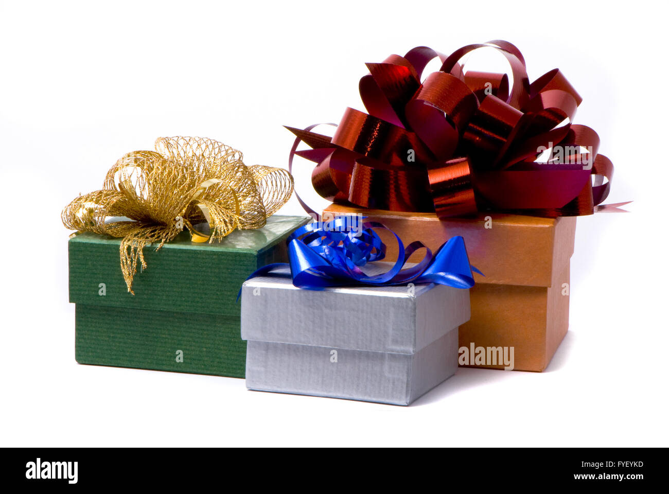 Three gift box studio shot Stock Photo - Alamy