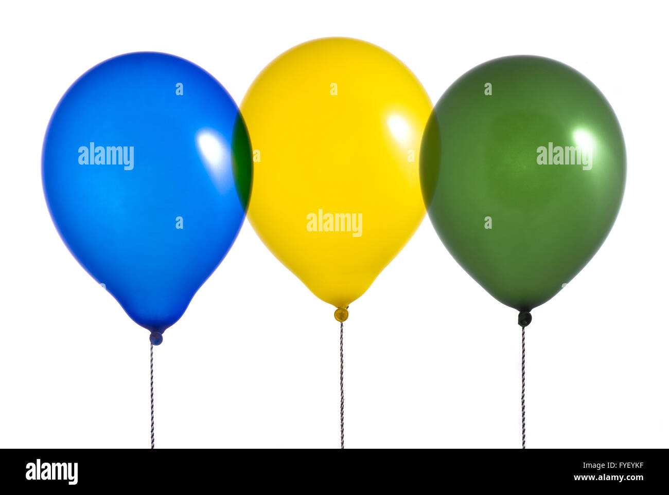 Three balloons on white background Stock Photo - Alamy