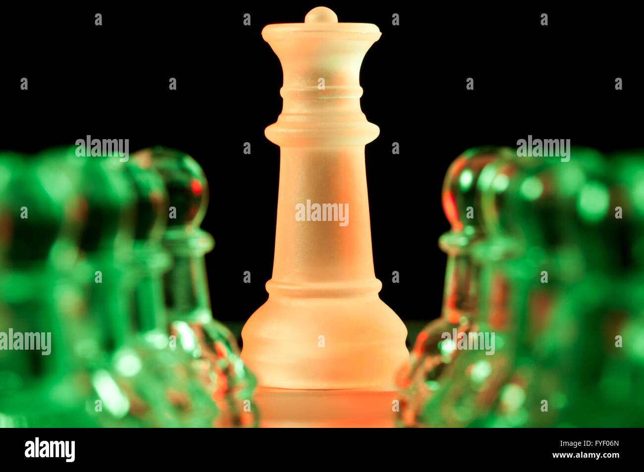 red and green glass chess pieces Stock Photo - Alamy