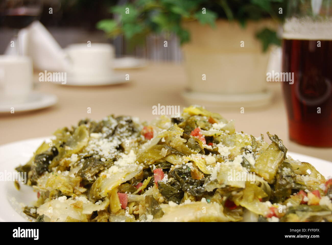 Mixed cooked greens Stock Photo - Alamy