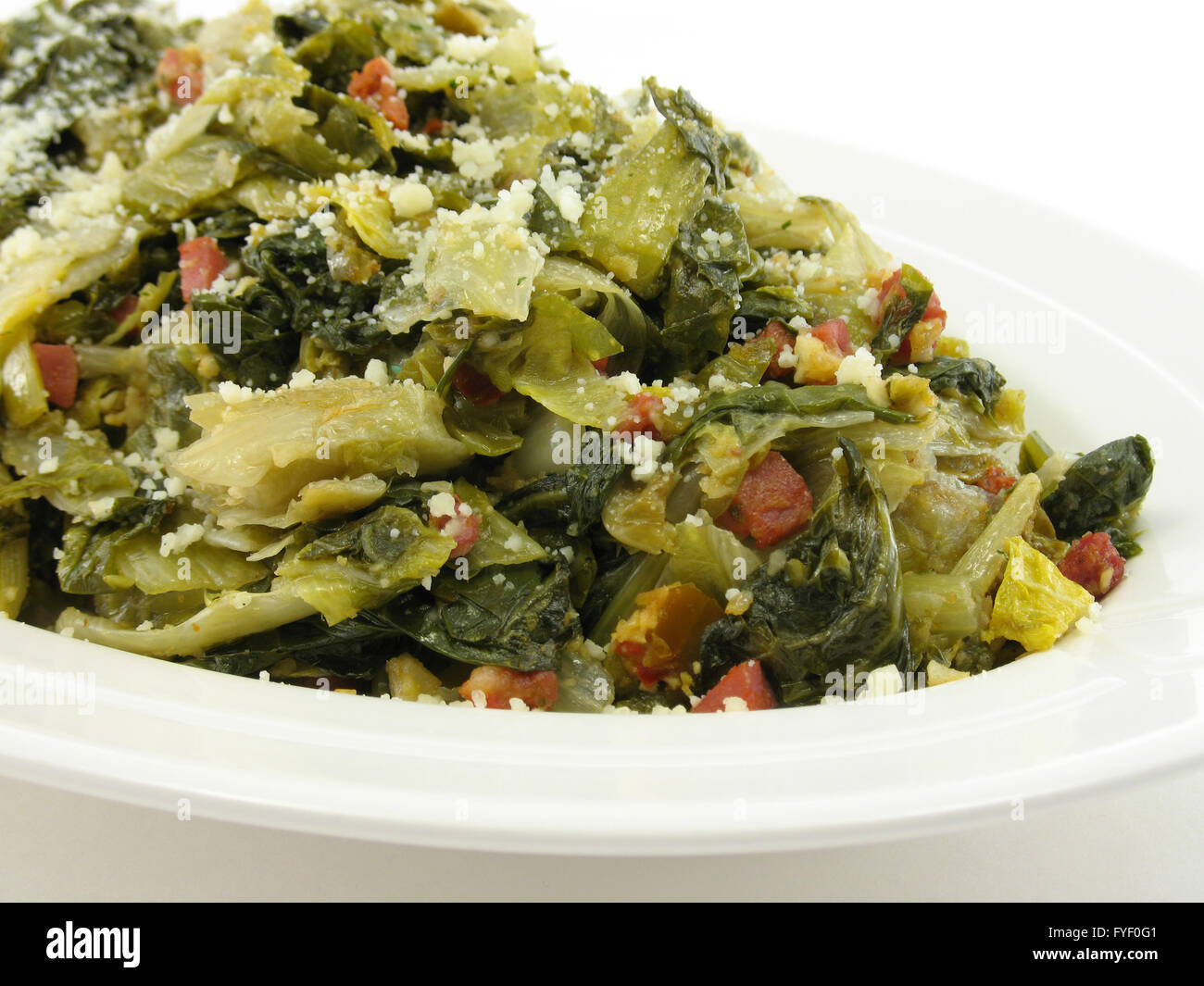 Mixed cooked greens Stock Photo - Alamy