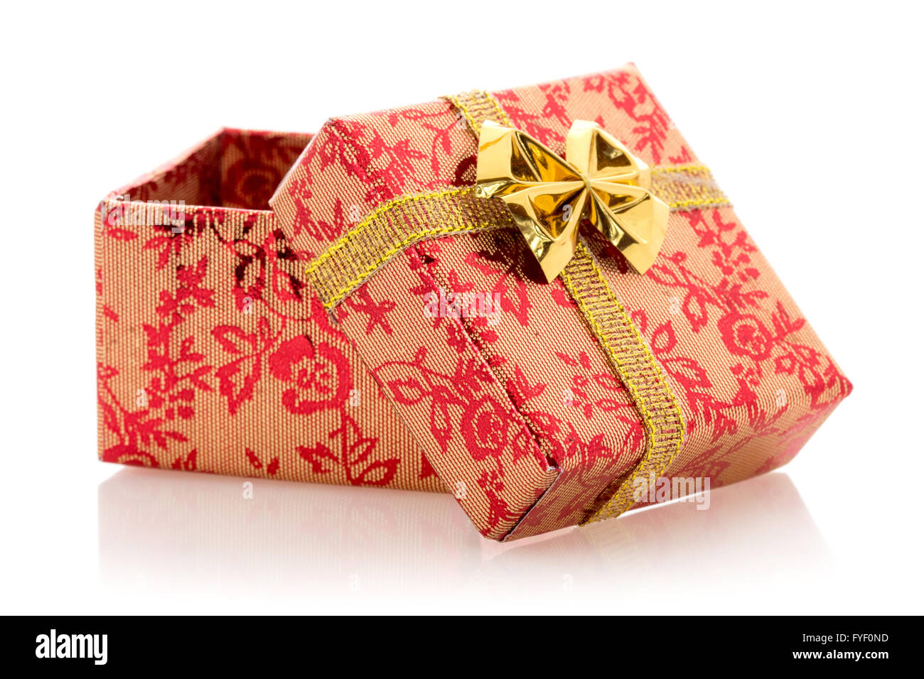 Open decorative gift box isolated on white background Stock Photo - Alamy