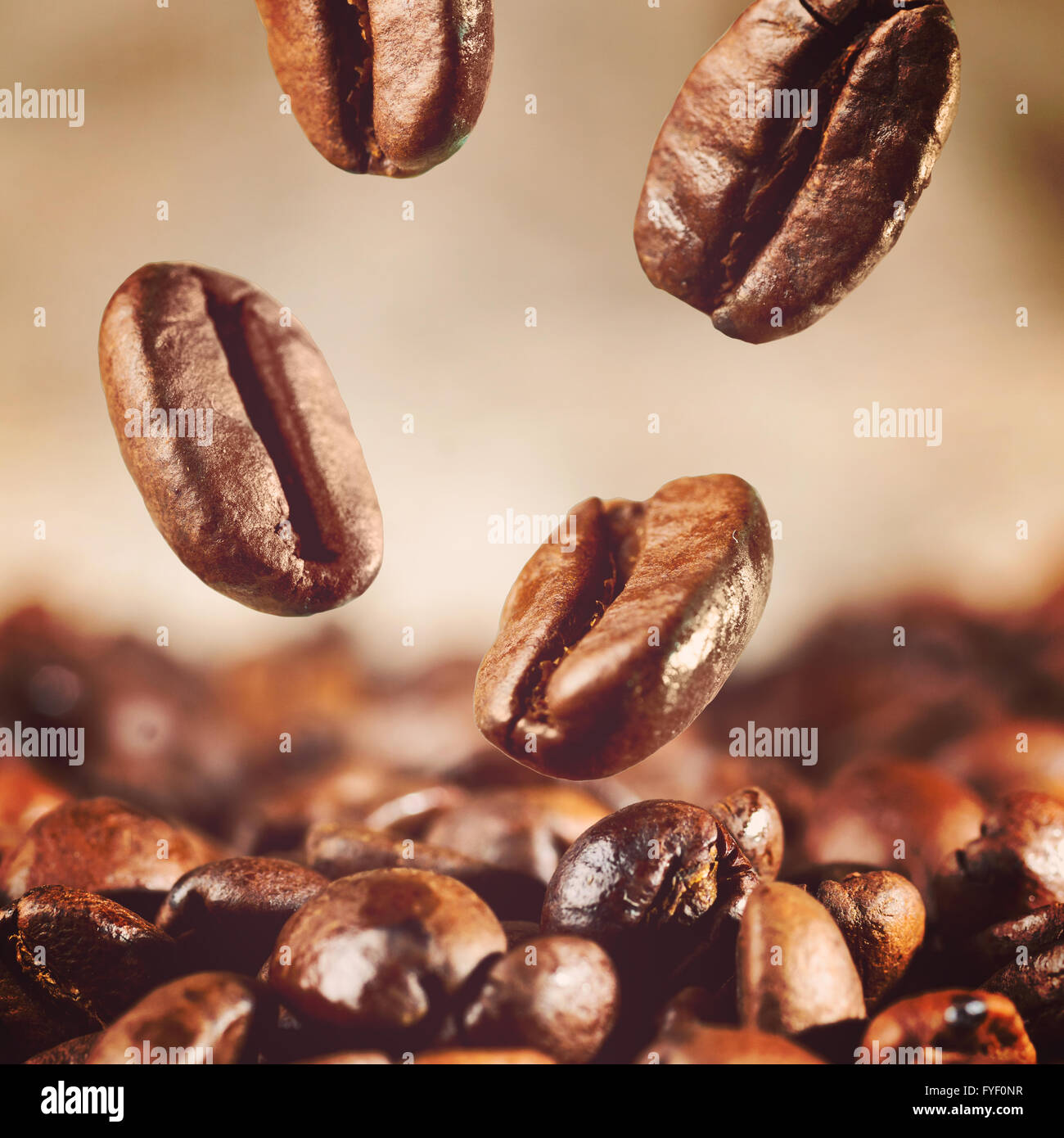Close up falling roasted coffee hi-res stock photography and images - Alamy