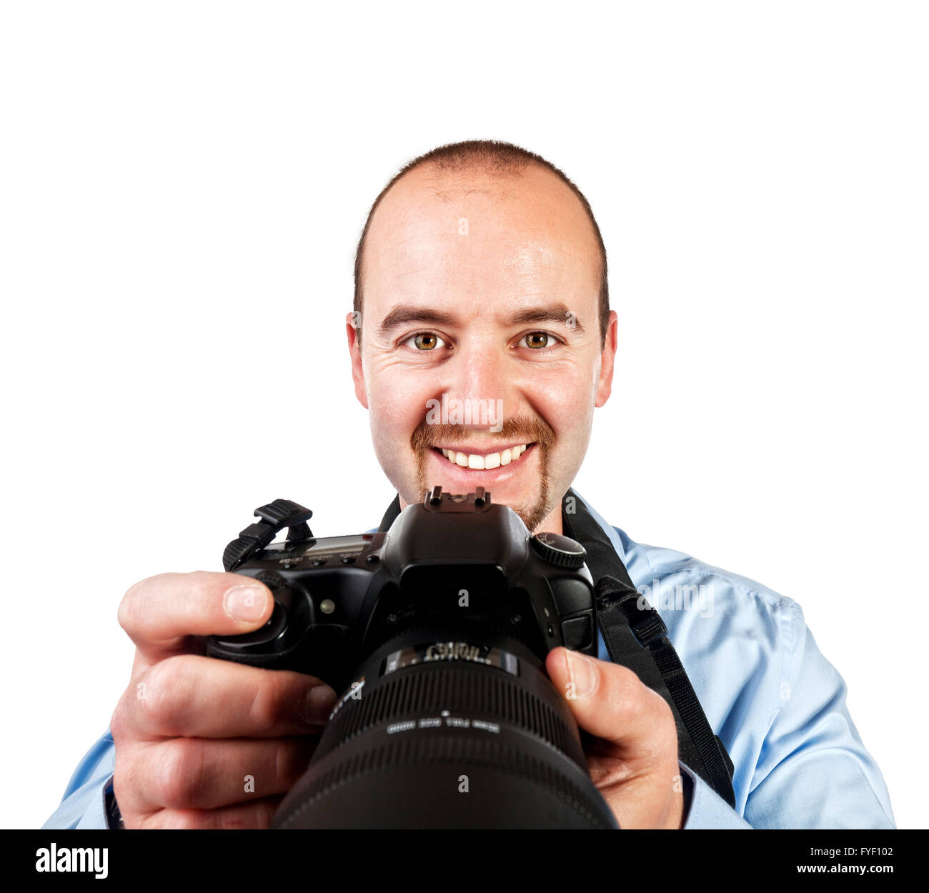 portrait of photographer isolated on white background Stock Photo - Alamy