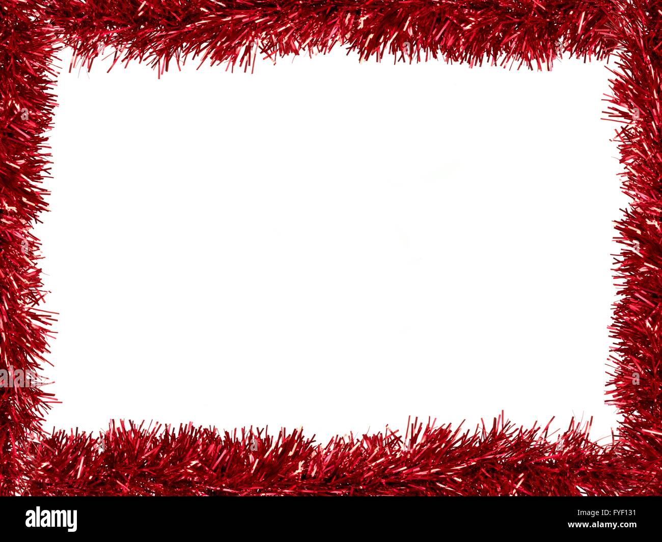 Christmas Tinsel as a border isolated against a white background Stock ...