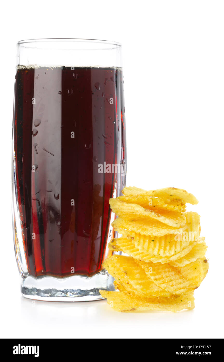 chips and cola glass Stock Photo - Alamy