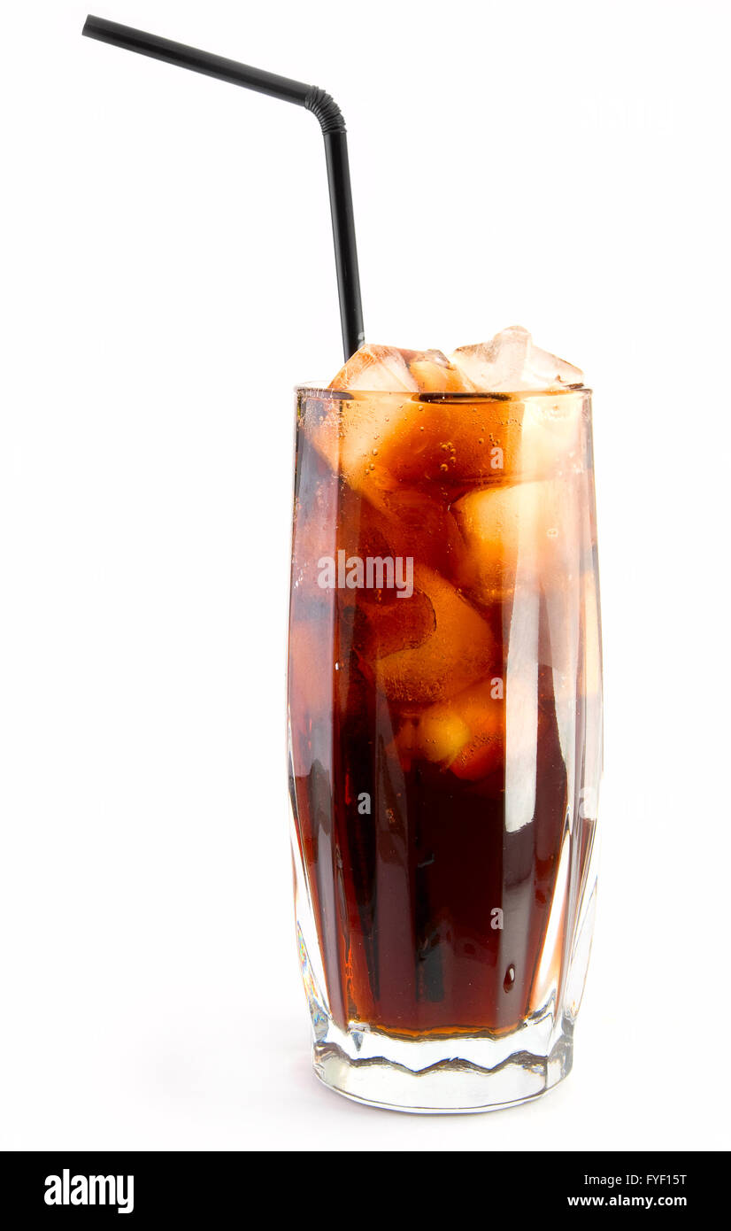 glass of cola with straw Stock Photo - Alamy