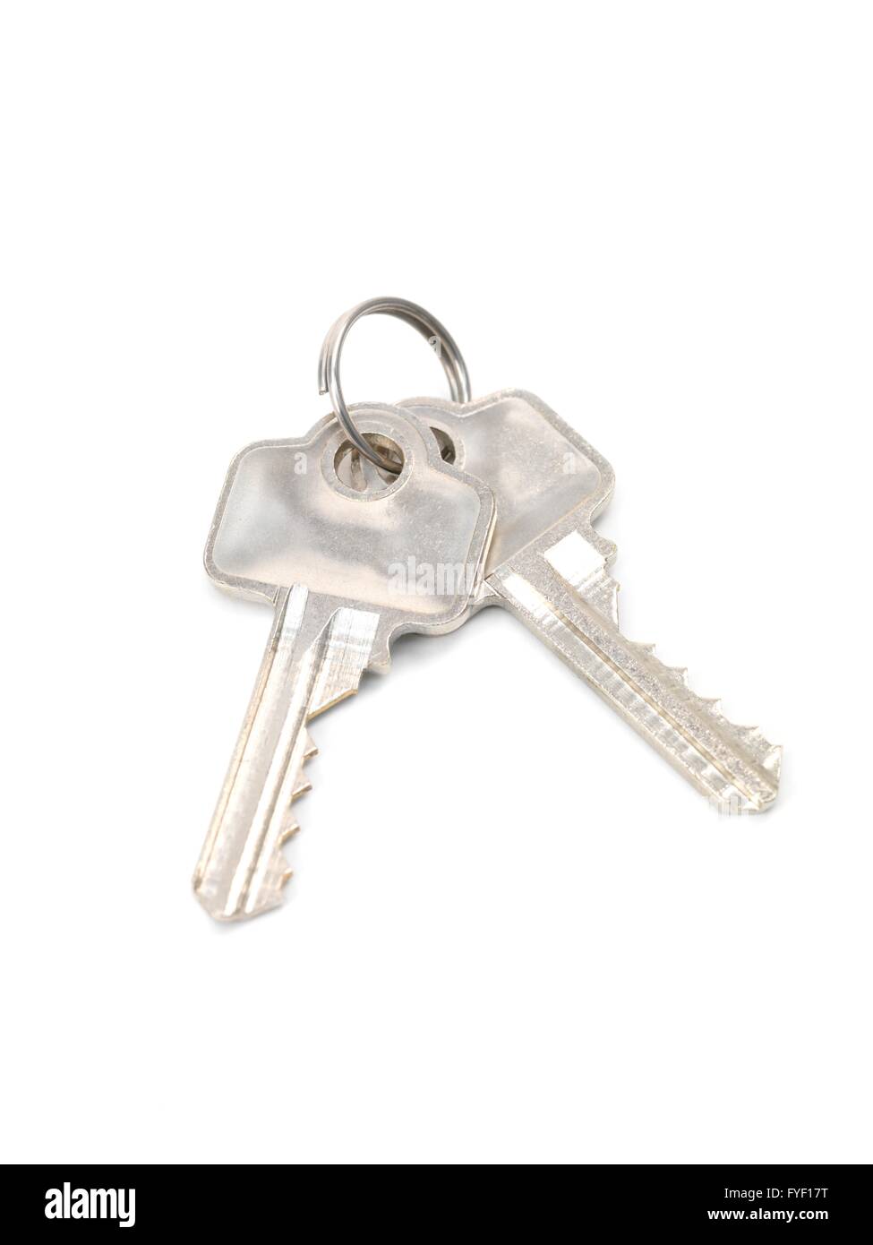 A set of house keys isolated against a white background Stock Photo - Alamy
