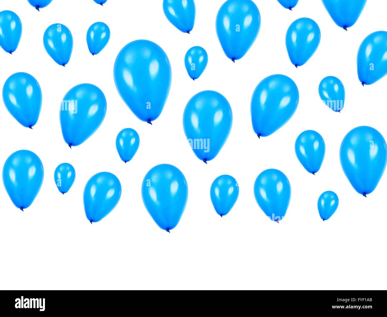 Blue balloons isolated against a white background Stock Photo - Alamy
