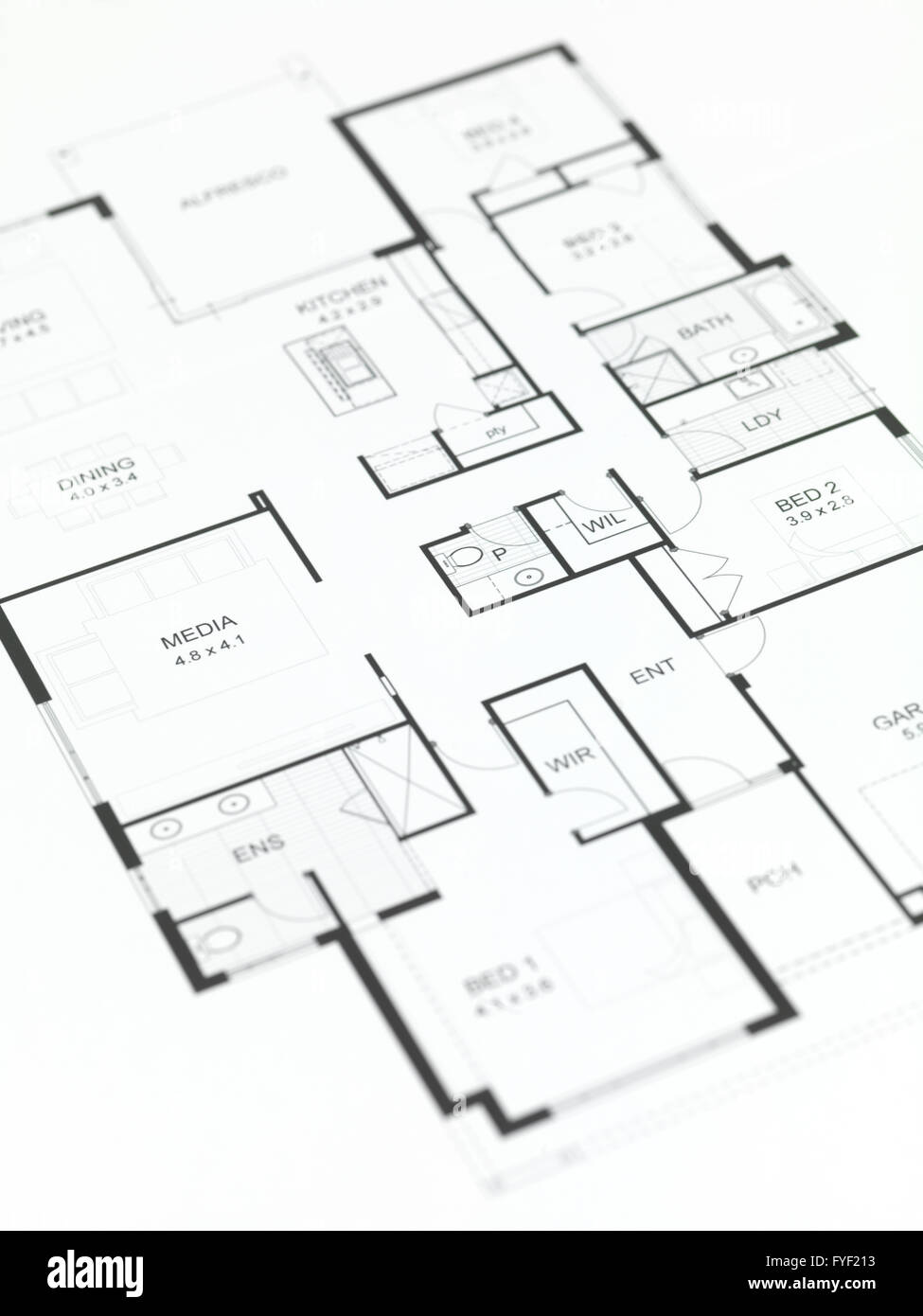 House plans isolated against a white background Stock Photo - Alamy