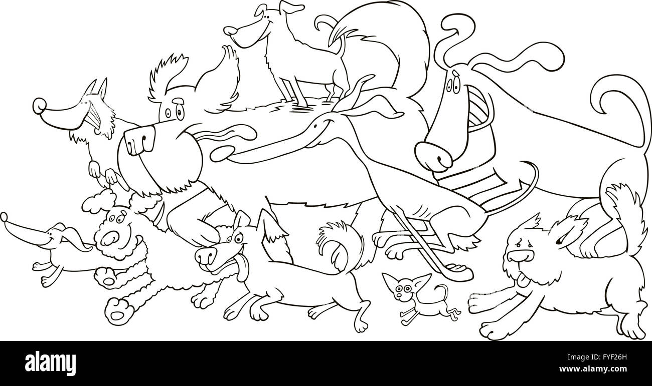 running dogs for coloring book Stock Photo - Alamy