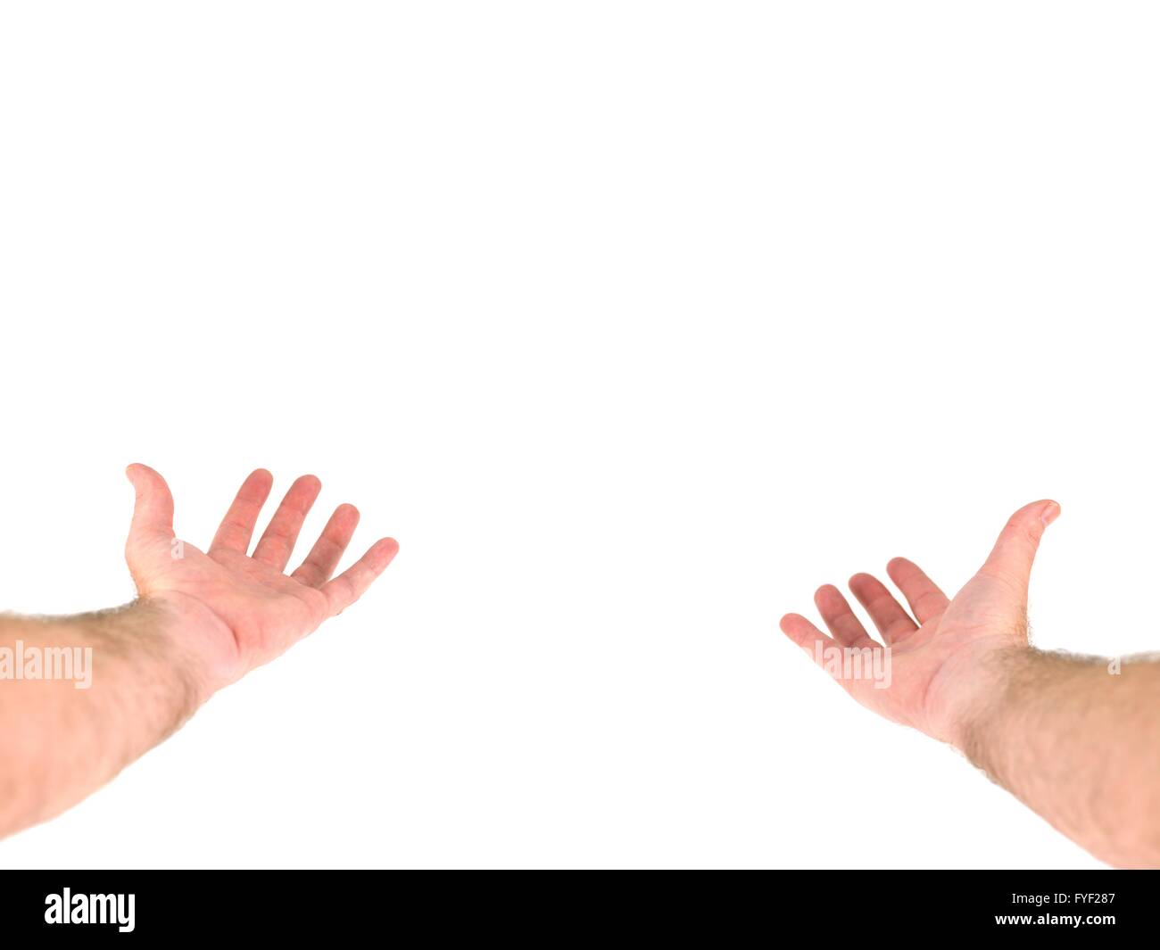 A persons hand reaching out isolated on a white background Stock Photo ...