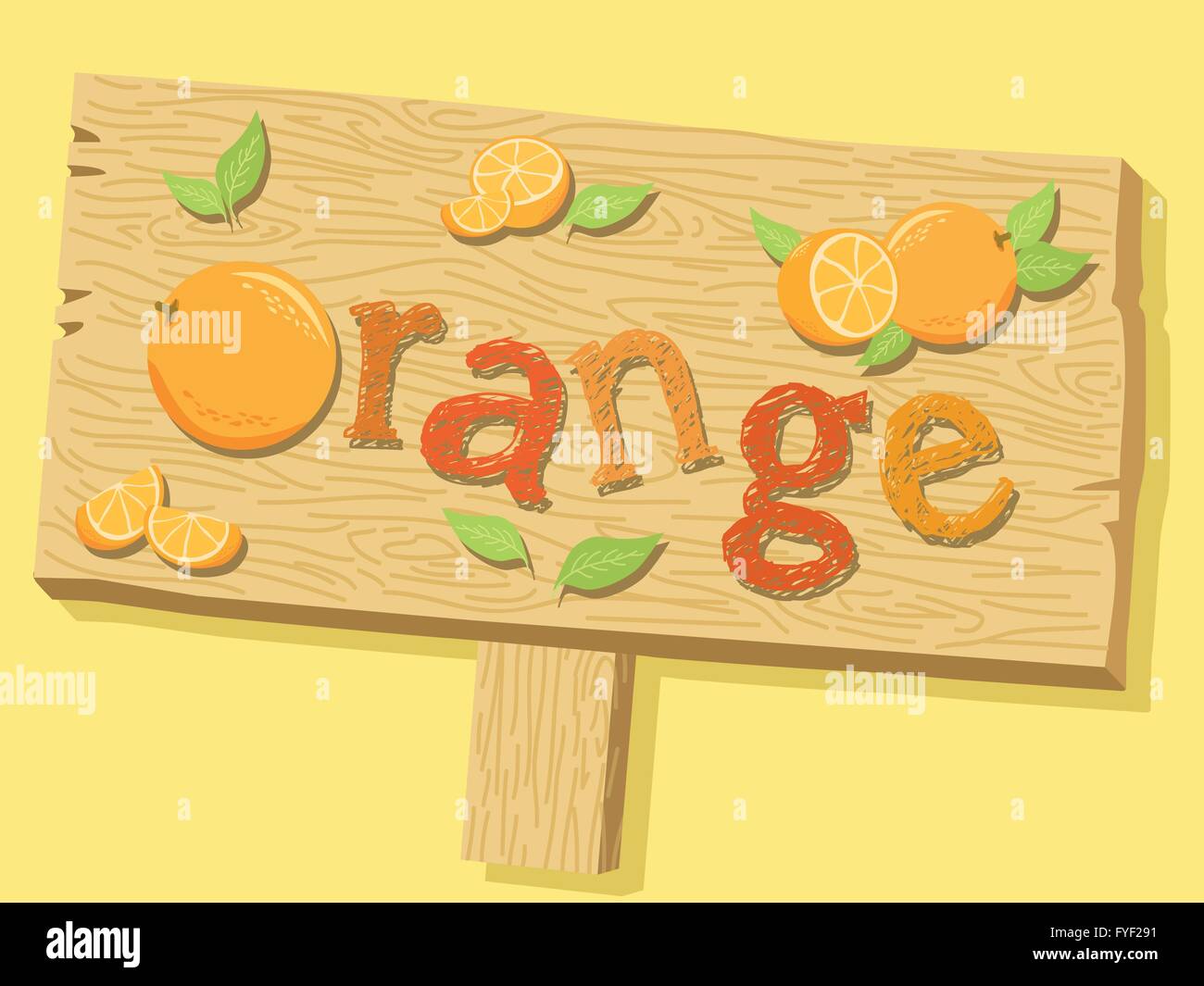 Orange Wood Sign Board Advertising Illustration Stock Vector Image ...