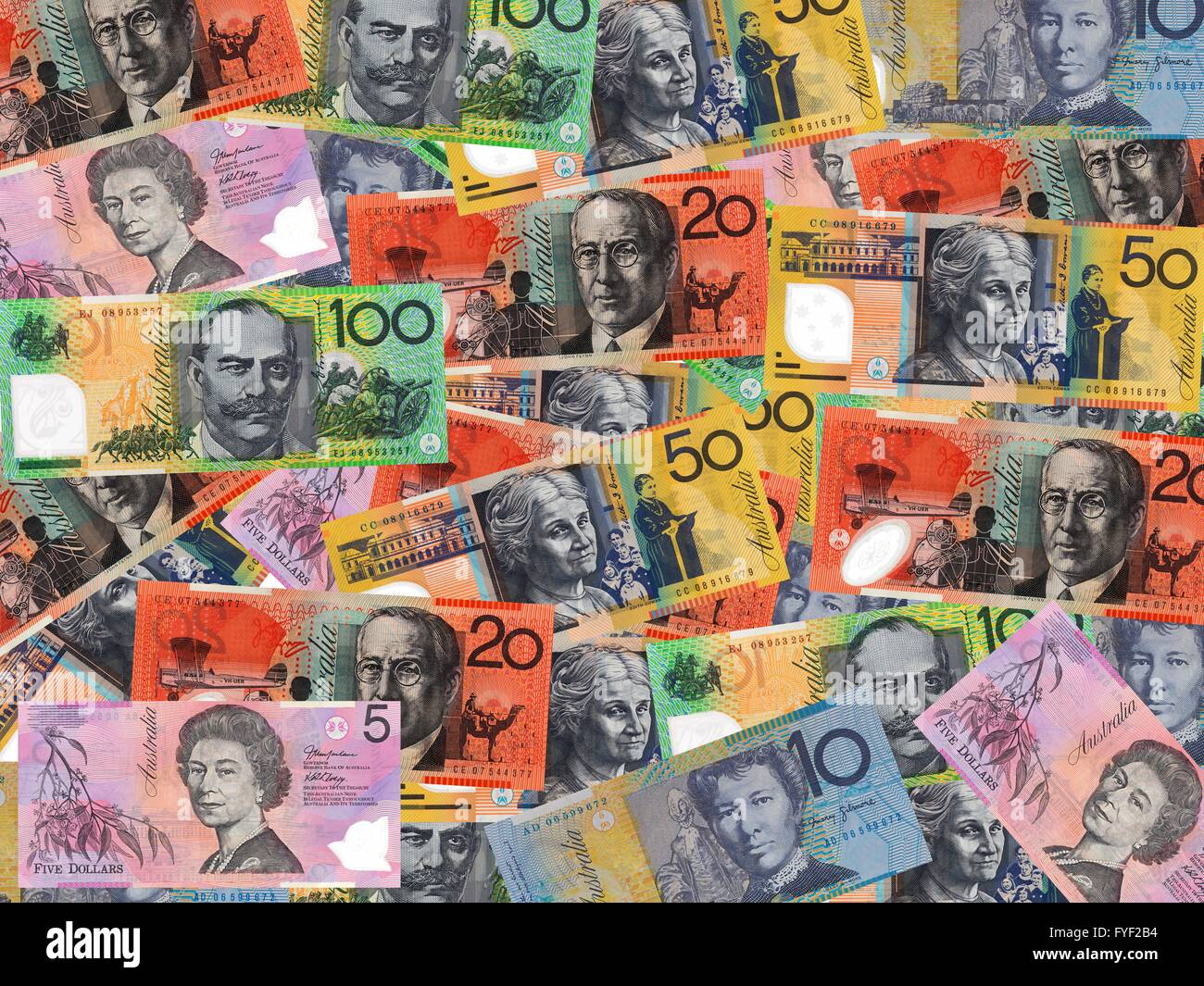 Australian currency isolated against a white background Stock Photo - Alamy