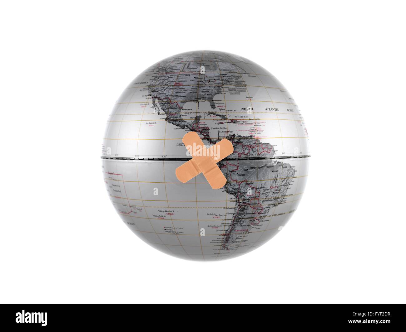 A globe with a band aid isolated against a white background Stock Photo ...