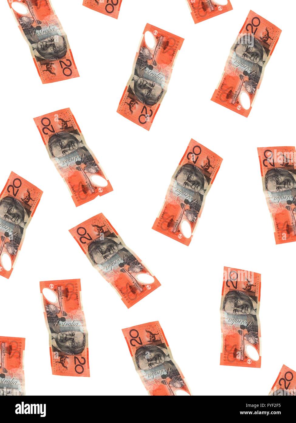 Australian twenty dollar note isolated against a white background Stock ...