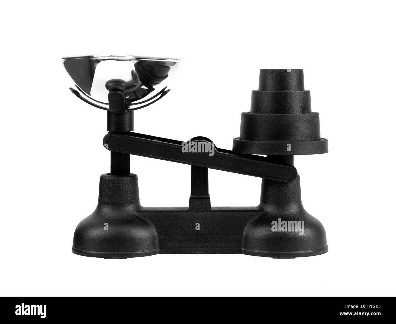 Kitchen balance scales isolated against a white background Stock Photo ...