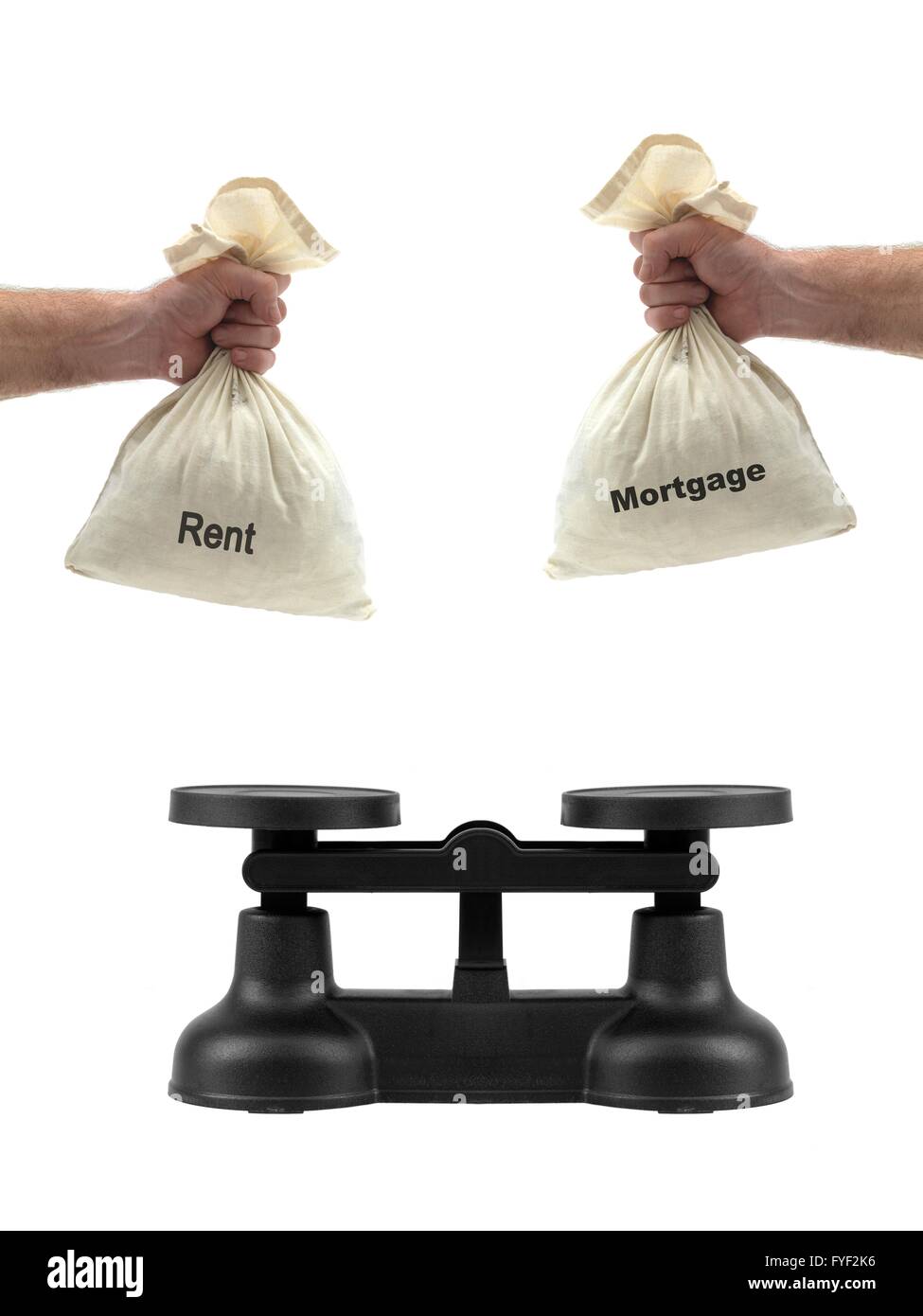 Kitchen balance scales isolated against a white background Stock Photo ...