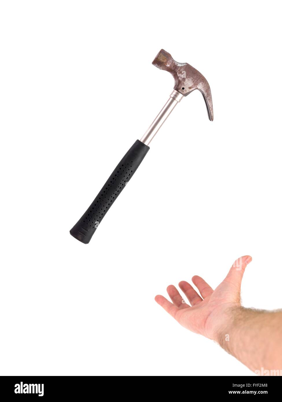 A metal hammer isolated against a white background Stock Photo - Alamy