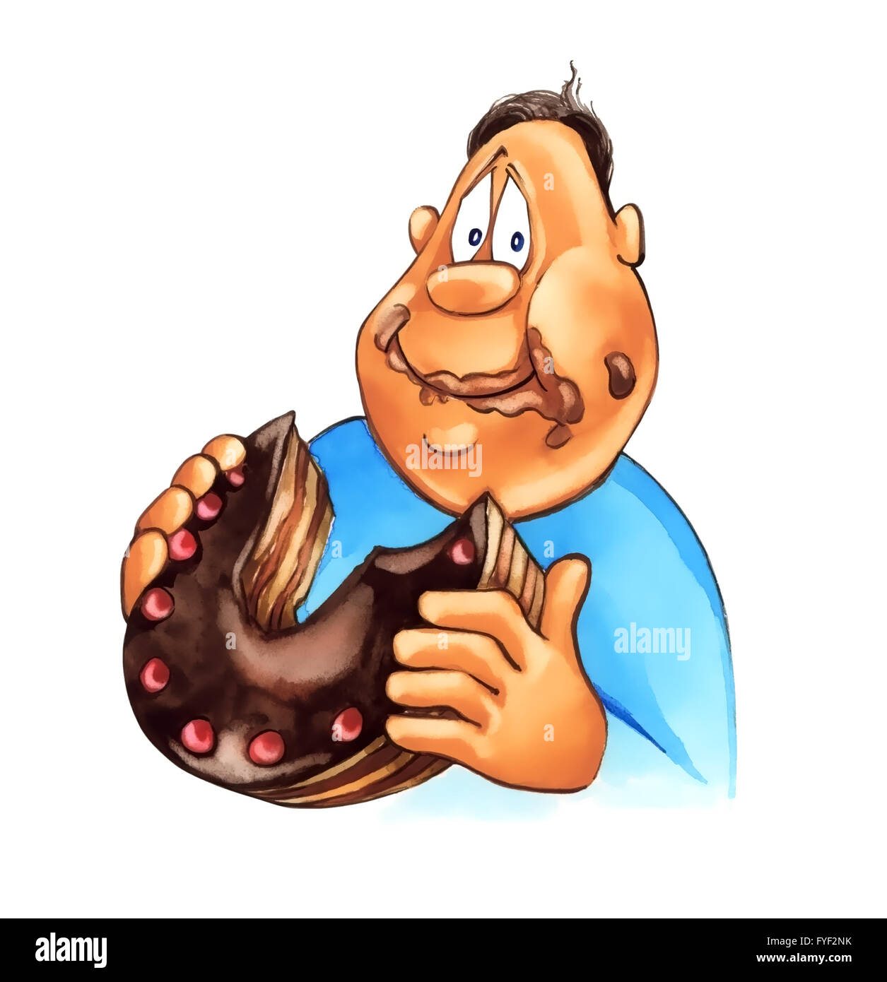 boy eating big chocolate cake Stock Photo - Alamy