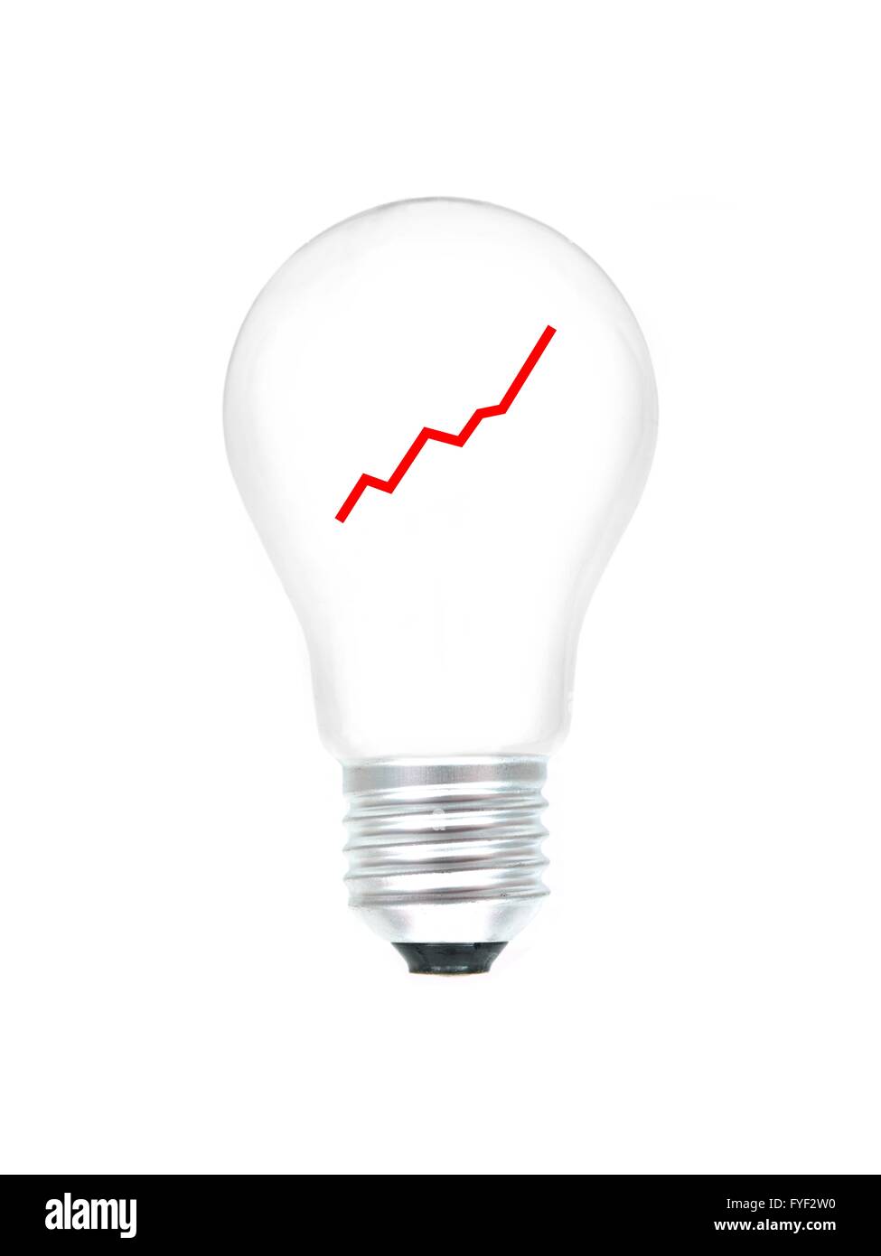 A light bulb with a line graph isolated against a white background ...