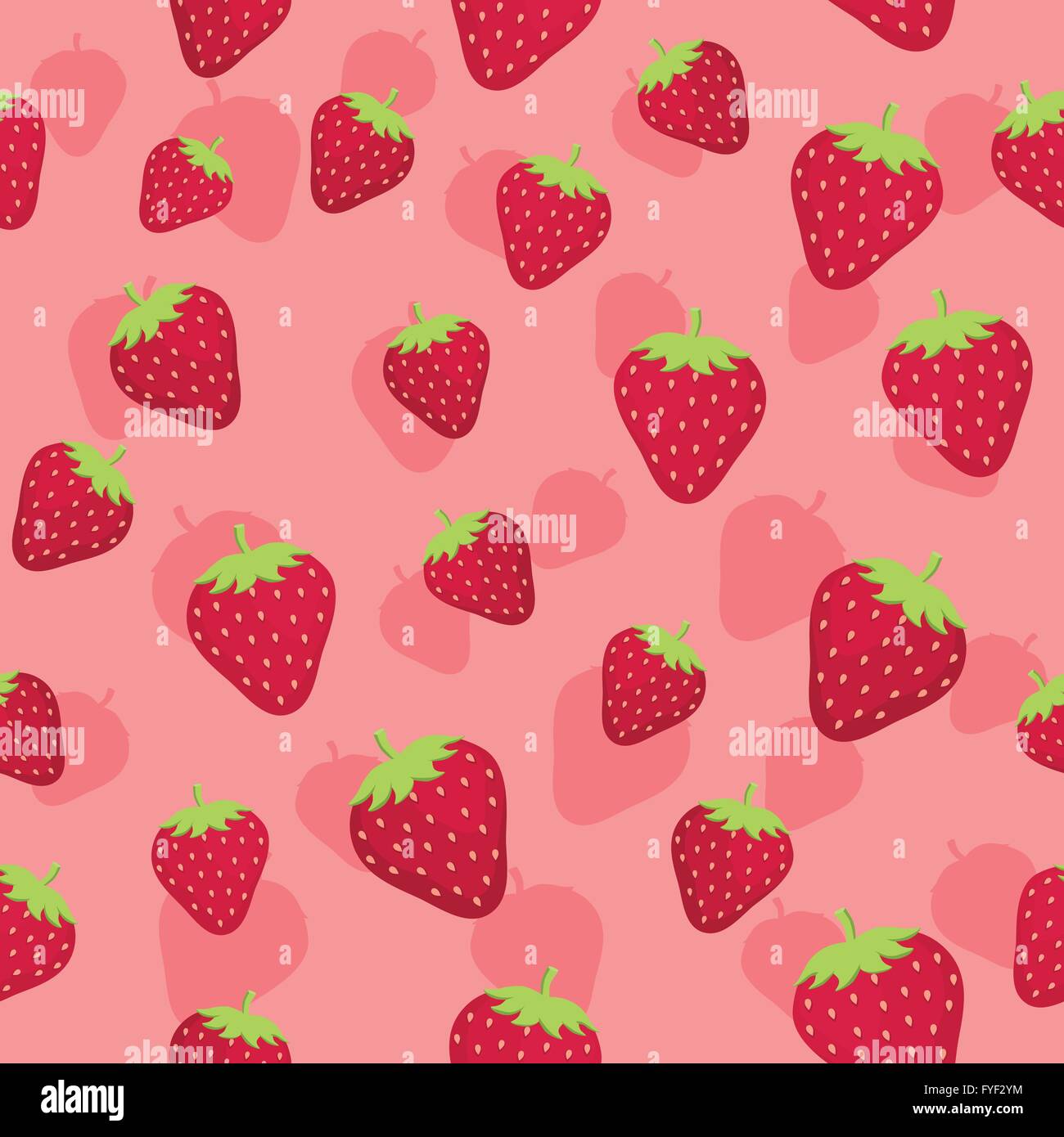 Seamless pattern vector illustration of strawberries fruit in pink ...