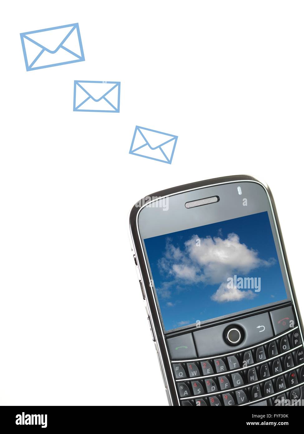 A mobile phone isolated against a white background Stock Photo - Alamy