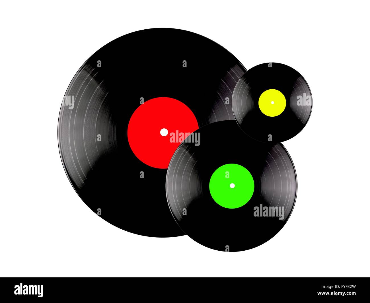 Vinyl records isolated against a white background Stock Photo - Alamy