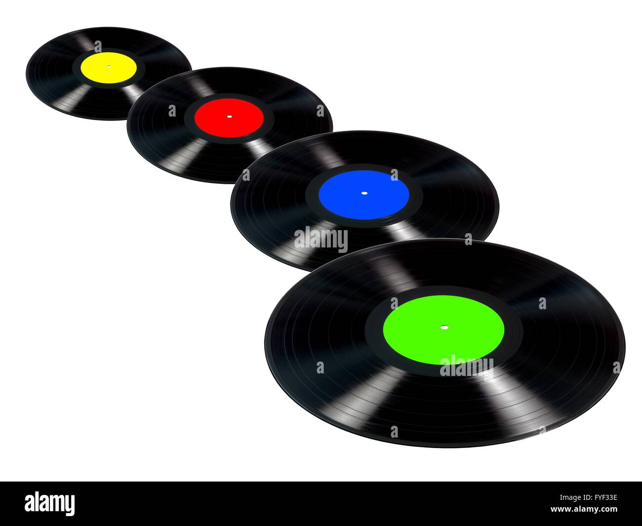 Vinyl records isolated against a white background Stock Photo - Alamy