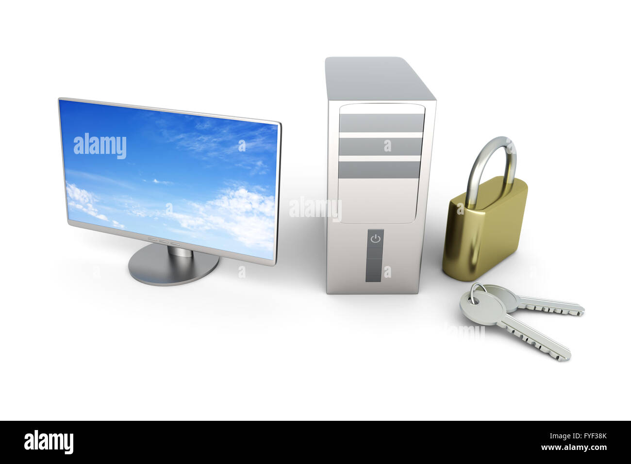 Computer desktop padlock security Cut Out Stock Images & Pictures - Alamy