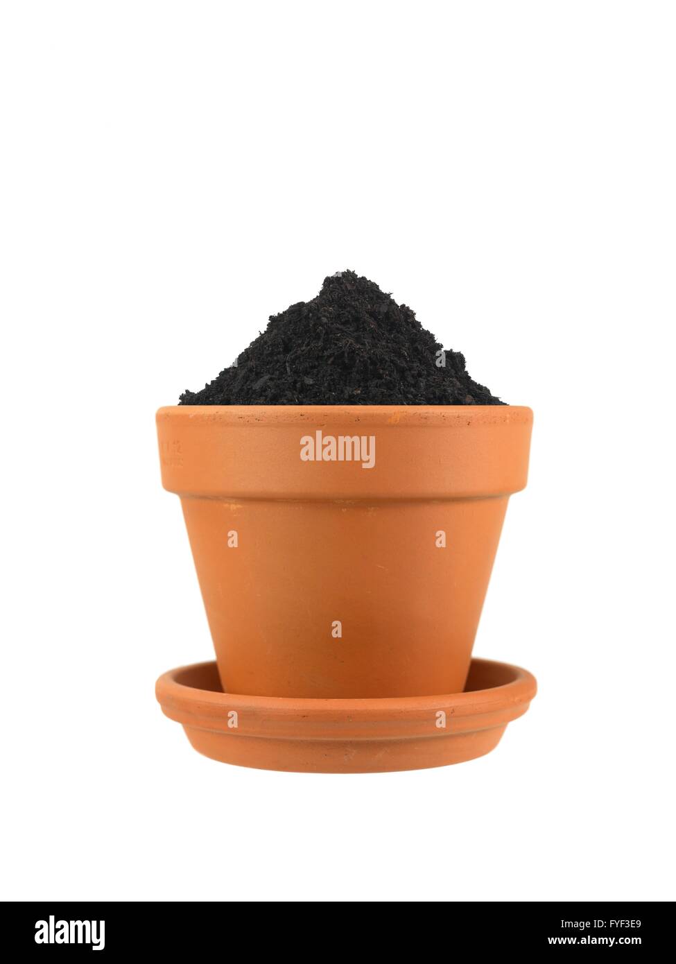 Soil in a clay pot isolated against a white background Stock Photo - Alamy