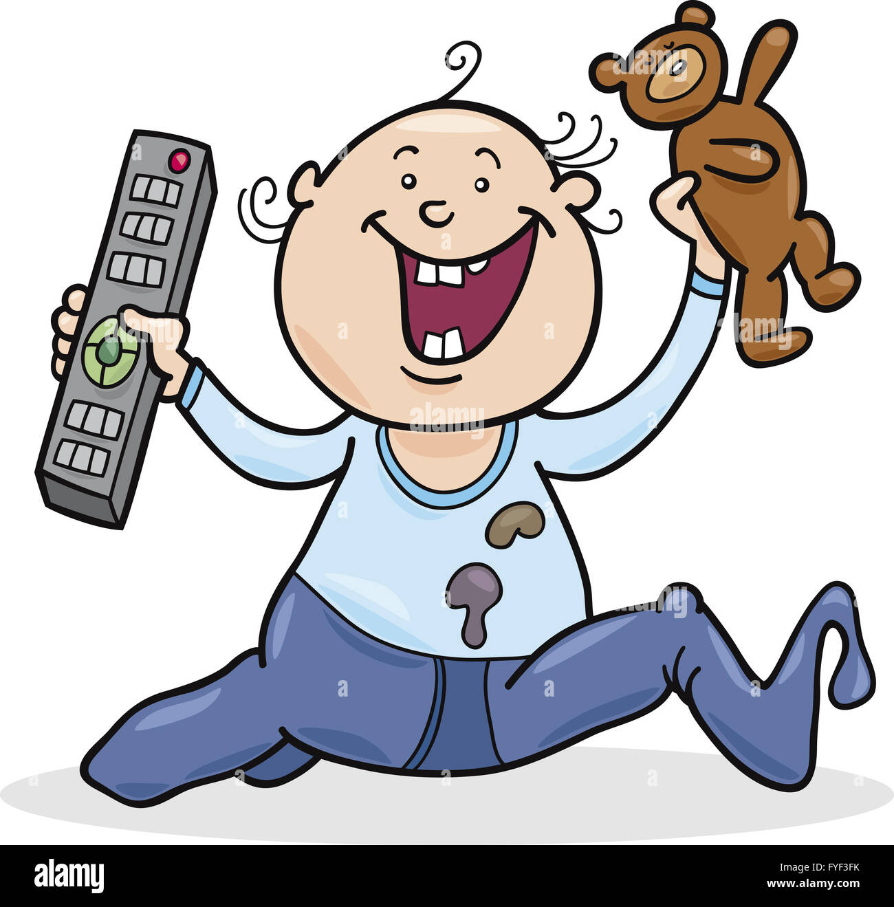 boy with remote control and teddy bear Stock Photo - Alamy