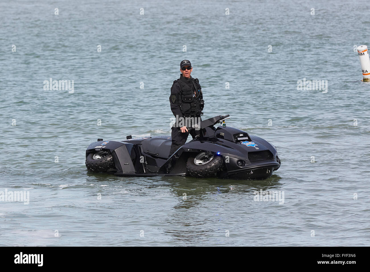 San Francisco Police Department Officer Afloat Off The Aquatic Park ...