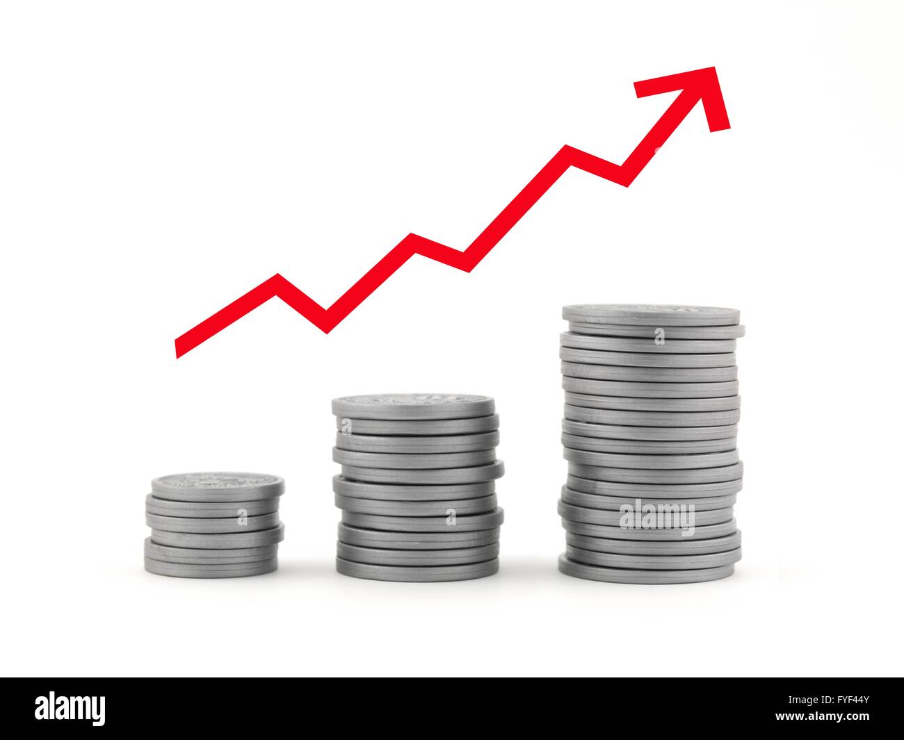 Silver play money isolated against a white background Stock Photo - Alamy