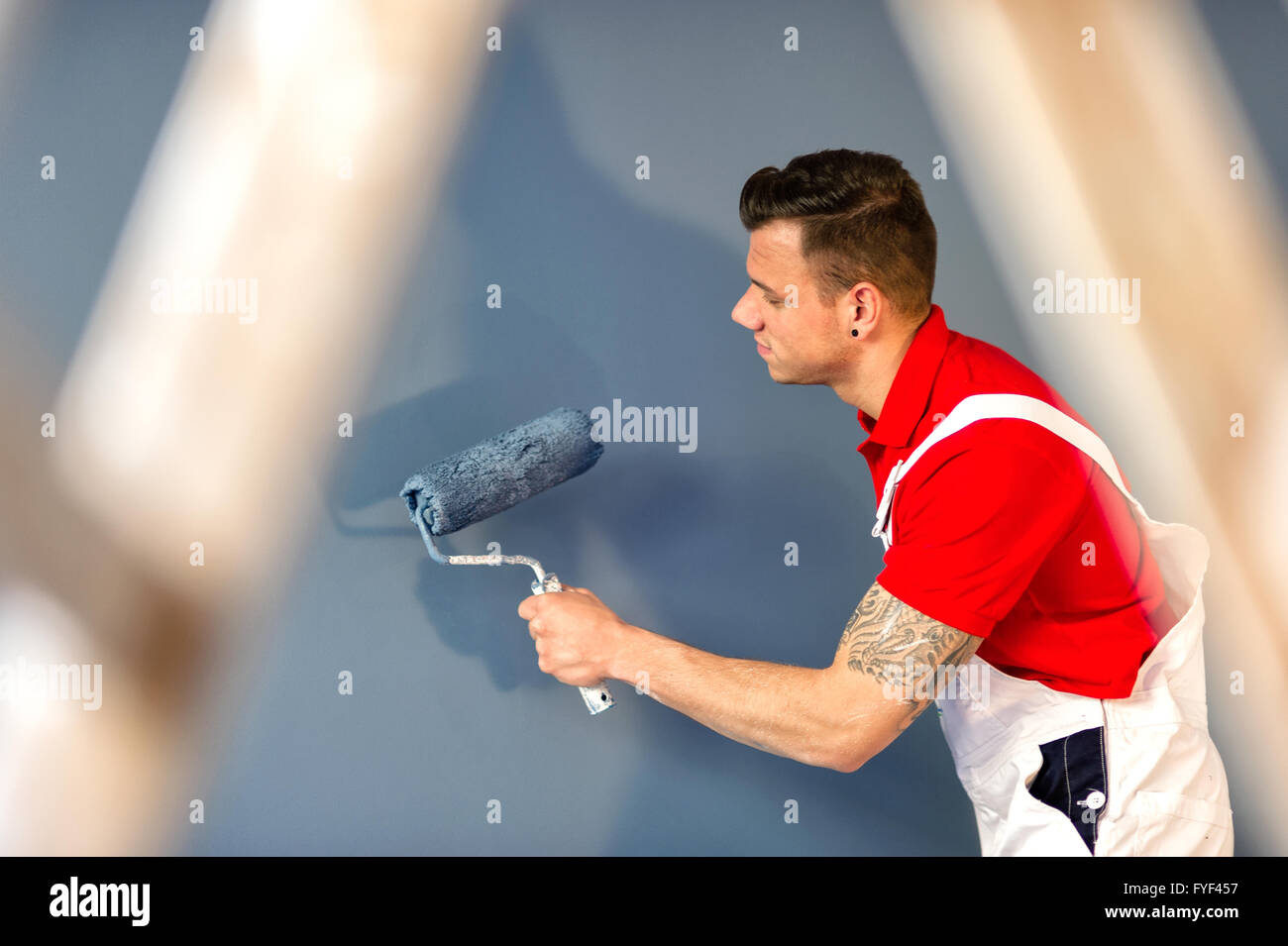 Painter on location Stock Photo - Alamy