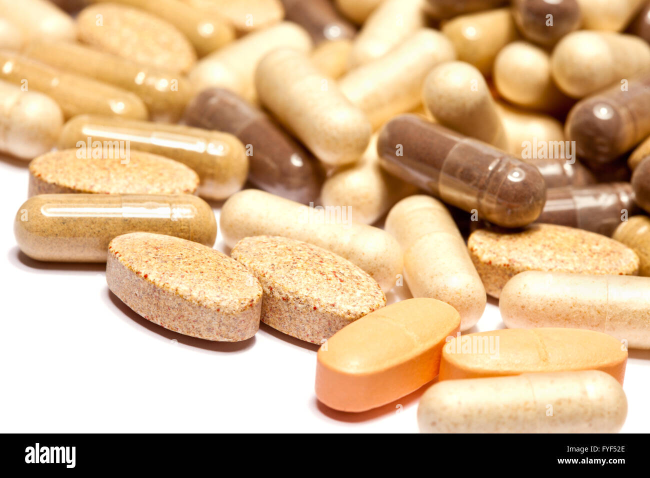 Medicinal pills piled up a bunch of closeup Stock Photo - Alamy