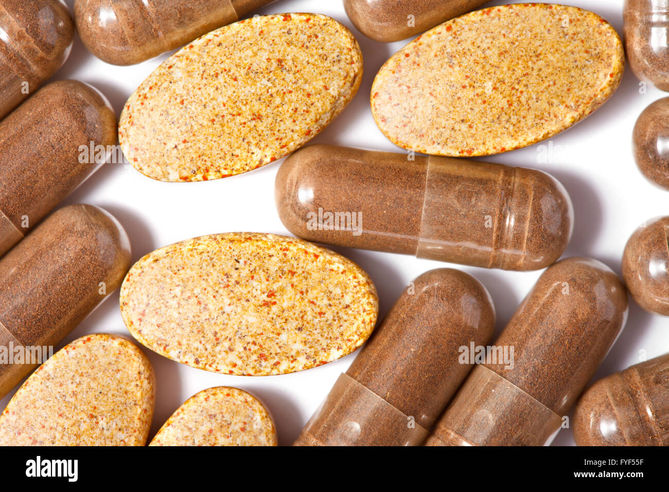 Medicinal pills piled up a bunch of closeup Stock Photo - Alamy