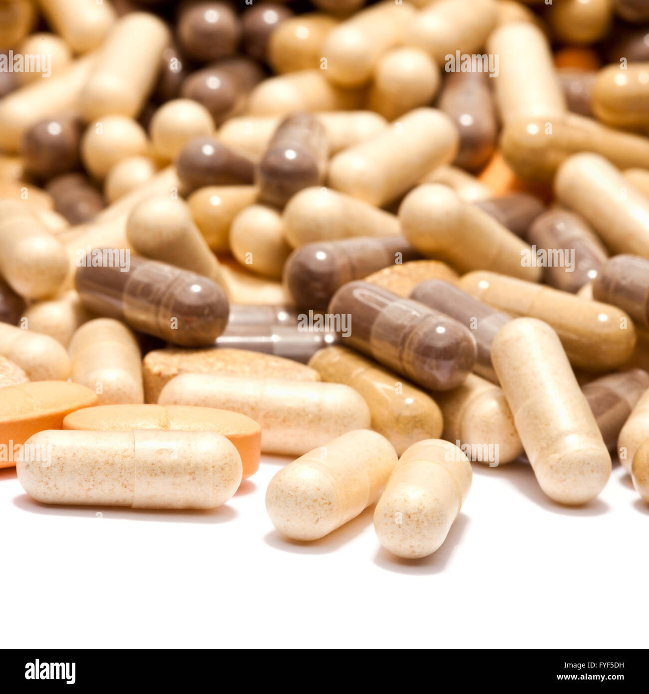 Medicinal pills piled up a bunch of closeup Stock Photo - Alamy