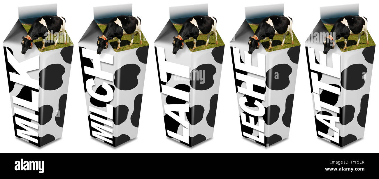 Cow's Milk packaging Stock Photo - Alamy