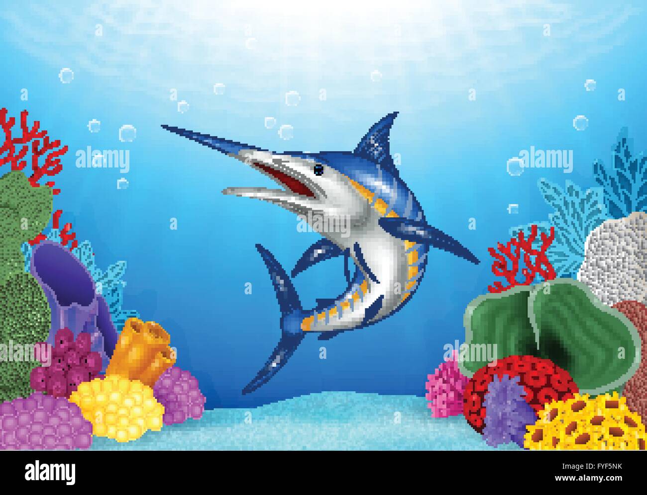 Blue marlin fish in cartoon Stock Vector Images - Alamy