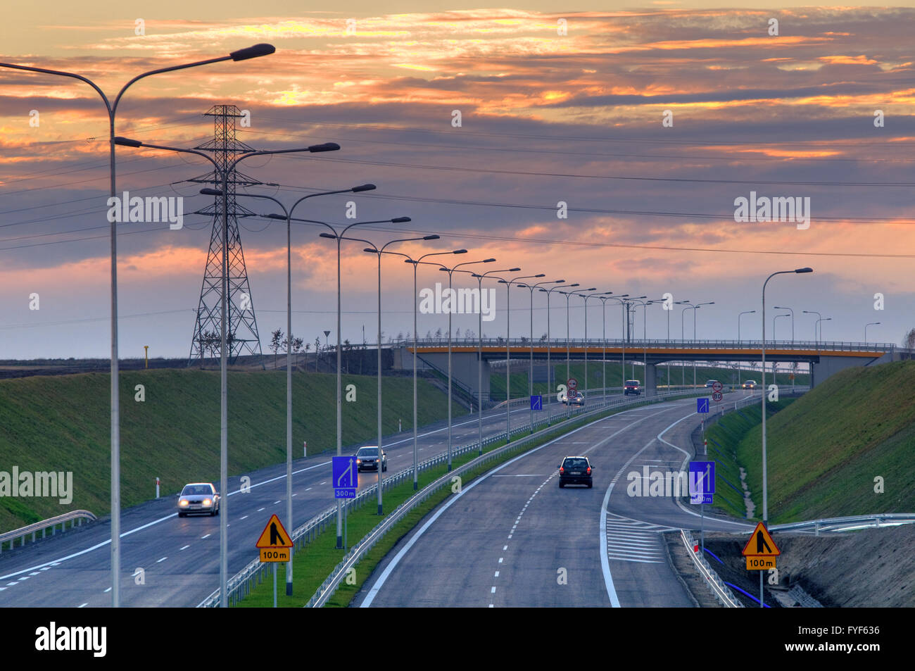 Highway at sunset. Top view Stock Photo - Alamy