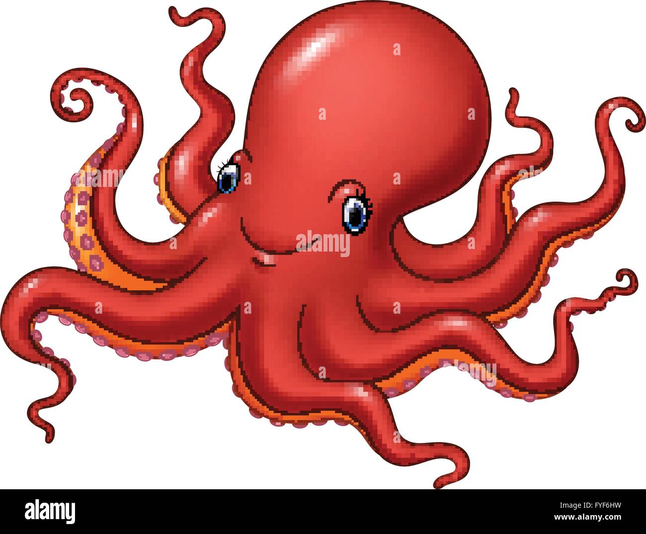 Cartoon happy octopus isolated on white background Stock Vector Image ...