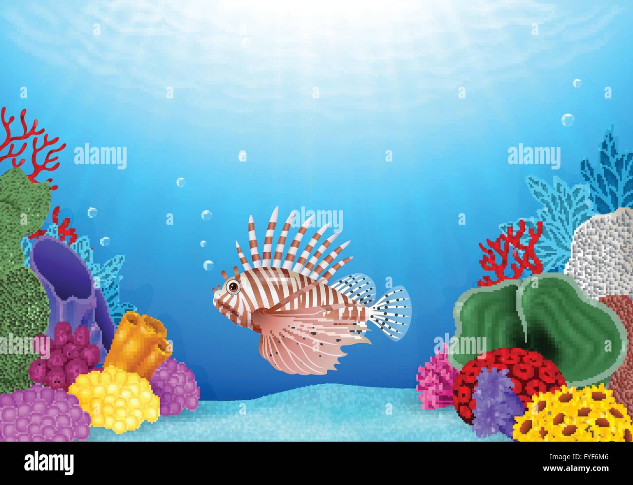 Cartoon Scorpion fish with beautiful underwater world Stock Vector ...